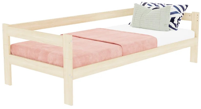 Benlemi Jednolůžková postel ze dřeva SAFE 5v1 se zábranou Zvolte barvu: Béžová, Zvolte rozměr: 120x200 cm, Zvolte zábranu: S jednou zábranou