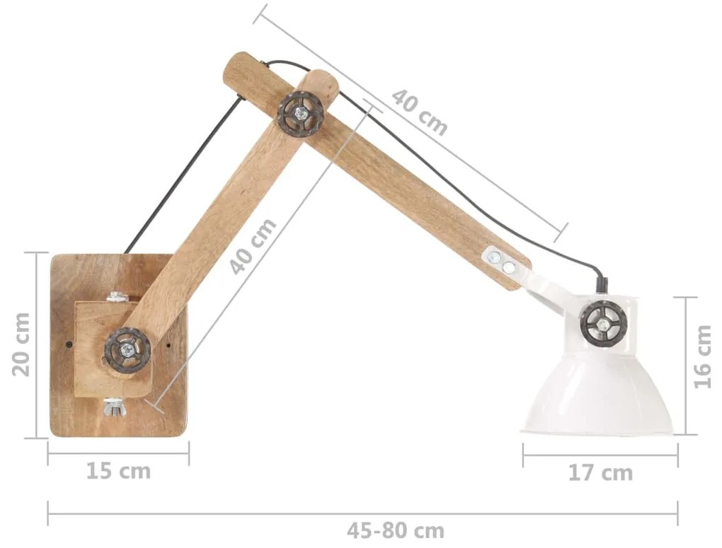 Nástěnná lampa industriální styl bílá kulatá E27,  320578