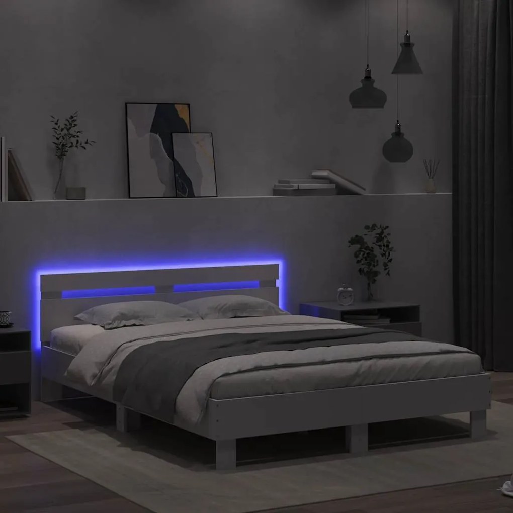 Rám postele s čelem a LED osvětlením bílý 150 x 200 cm 3207539