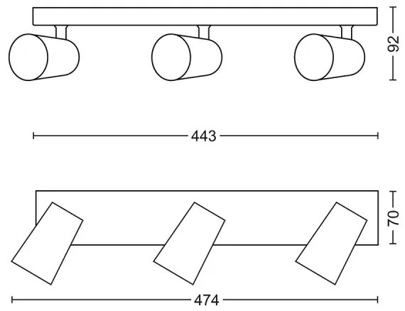 Philips 50573/48/PN - Bodové svítidlo MYLIVING PAISLEY 3xGU10/5,5W/230V