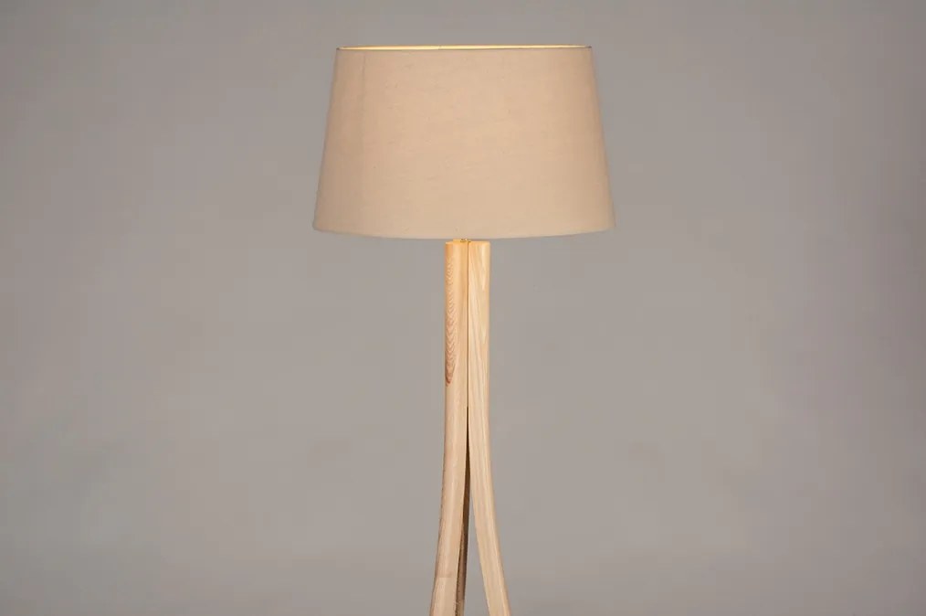 Stojací designová lampa Arbon Taupe and Natur Wood