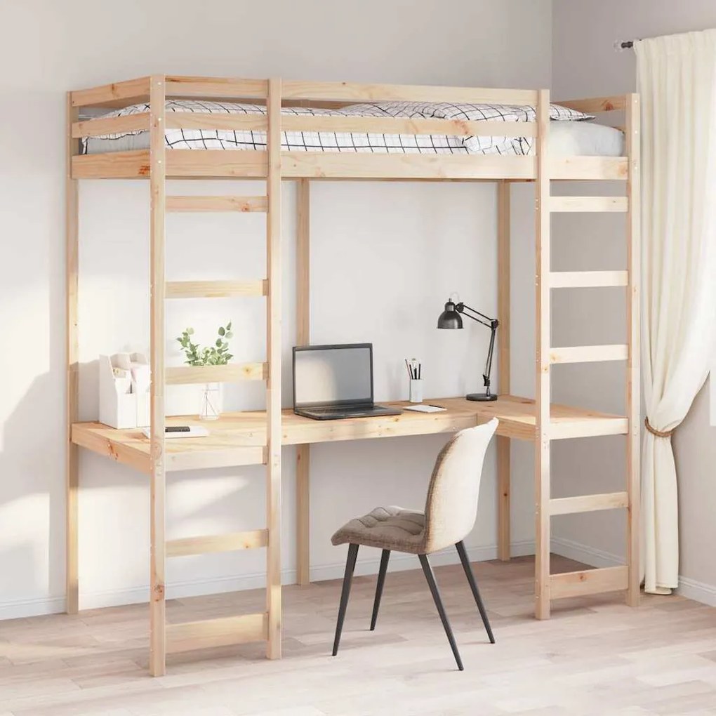Rám postele loft Přírodní 90 x 190 cm Masivní borové dřevo 3414554