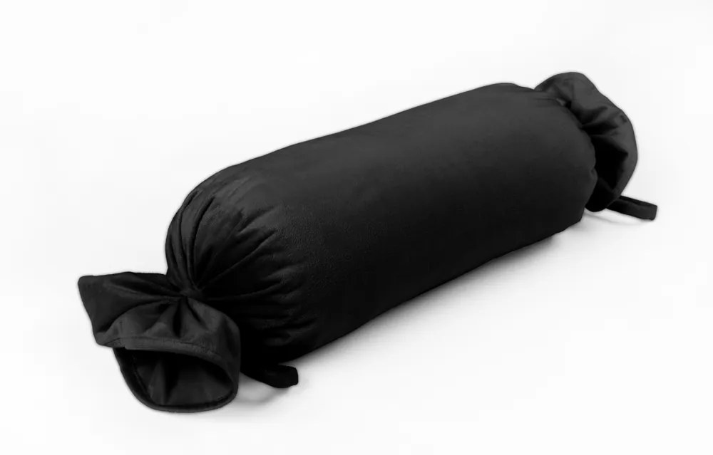 Biante Sametový polštář válec bonbon Velvet Premium SVP-023 Černý 15x100 cm