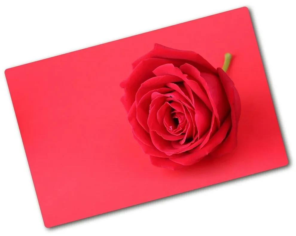 Wallmuralia Deska na krájení skleněná Červená růže 80x52 cm