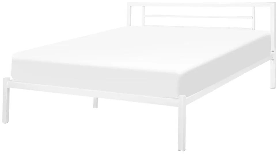 Kovová bílá postel s rámem CUSSET 160 x 200 cm Beliani