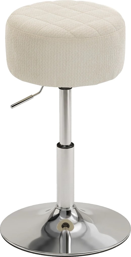 HOMCOM PU kosmetická stolička, otočná kosmetická stolička, výškově nastavitelná barová stolička 51-66 cm, krémová