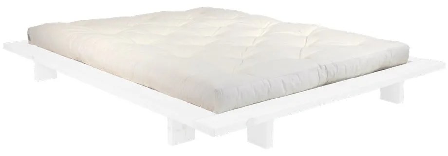 Dvoulůžková postel z borovicového dřeva s matrací Karup Design Japan Double Latex White/Natural, 140 x 200 cm
