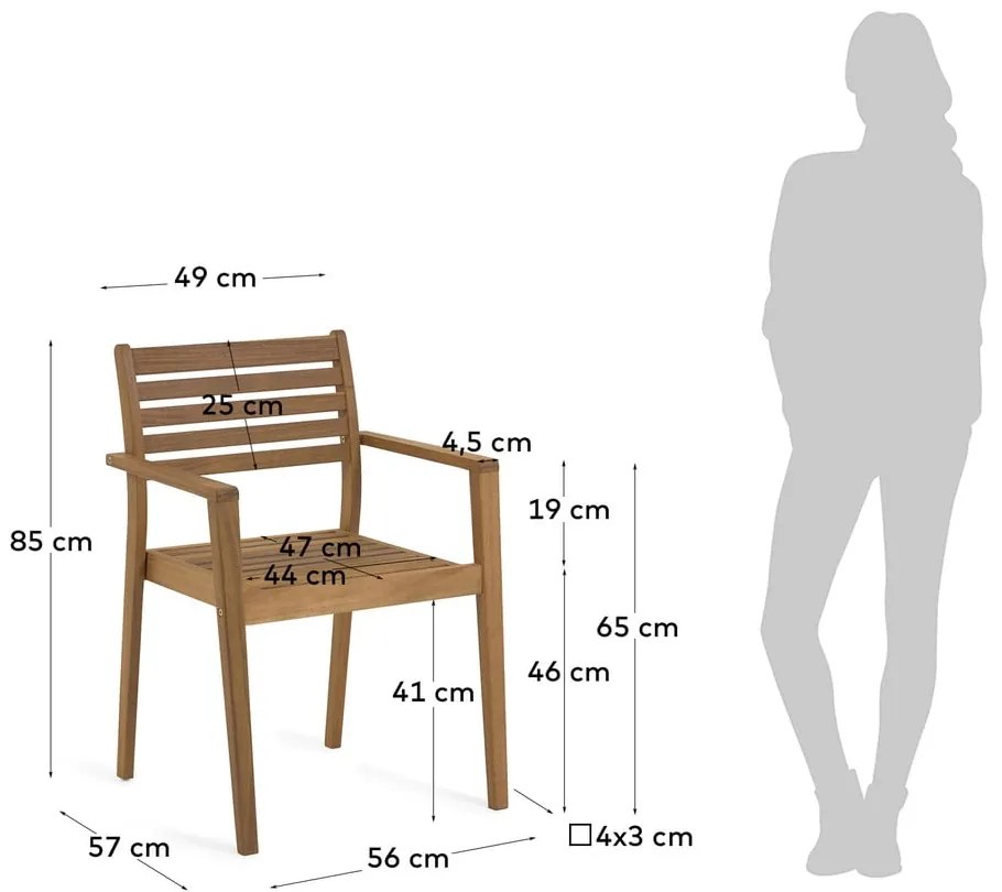 Dřevěná zahradní židle v přírodní barvě Hanzel – Kave Home