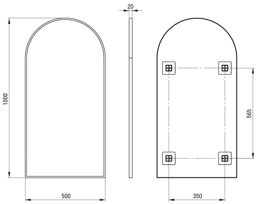 Deante Silia, zarámované závesné zrkadlo 500x1000mm, čierna matná, DEA-ADI_N851