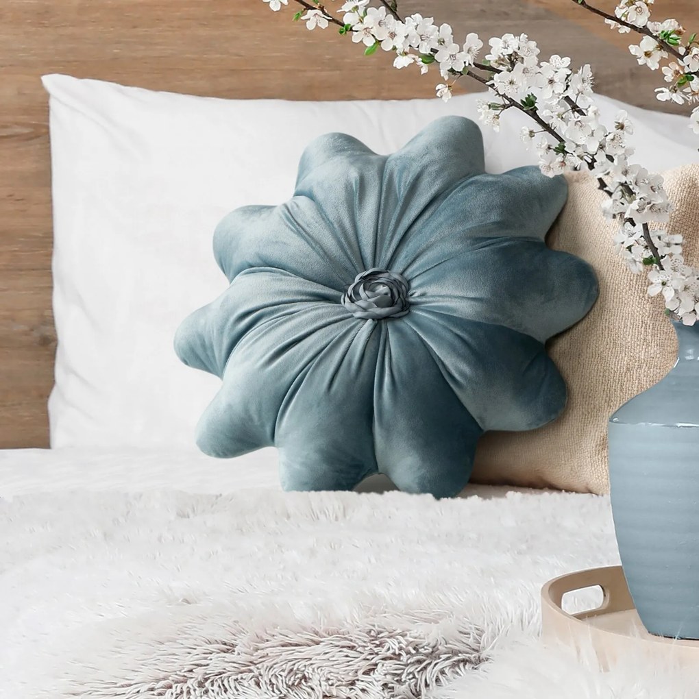 DEKORAČNÍ POLŠTÁŘ FLORES 5 Ø40 CM SVĚTLEMODRÁ