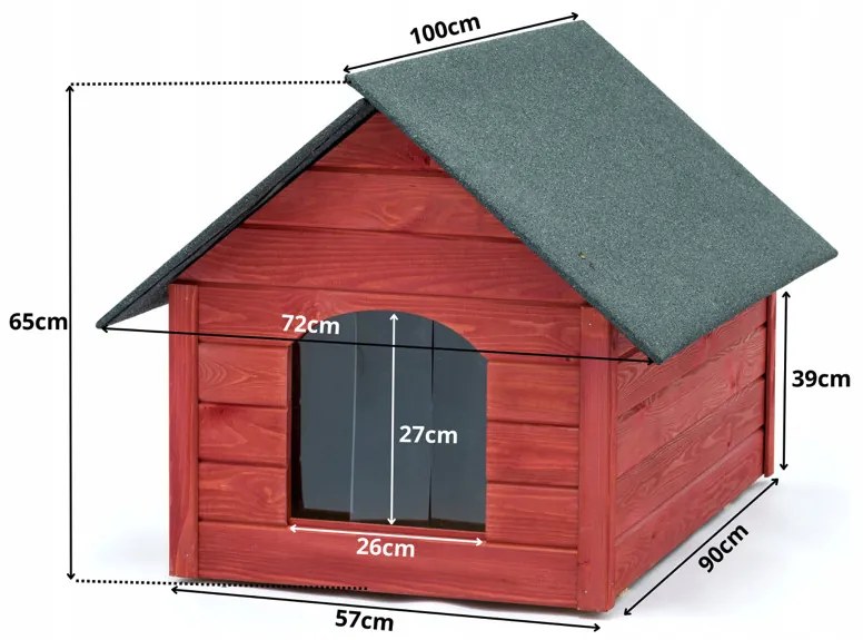Zateplená bouda pro psa L - 100 cm x 72 cm x 65 cm