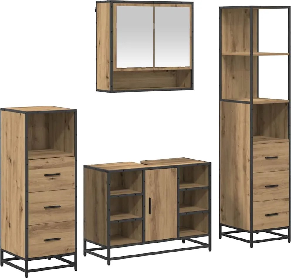 Sada koupelnového nábytku 4 ks Artisanový dub 80 x 33 x 60 cm 3402337
