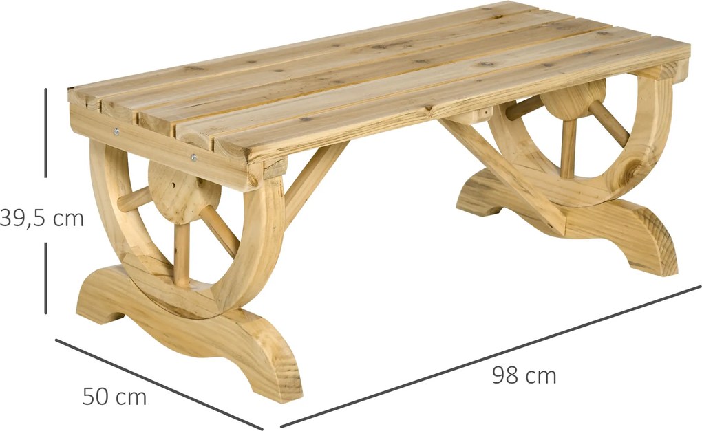 Zahradní lavice Outsunny dřevo odolné proti povětrnostním vlivům 98 x 50 x 39,5 cm rustikální lavice pro zahradní nábytek v přírodní barvě | Aosom.de