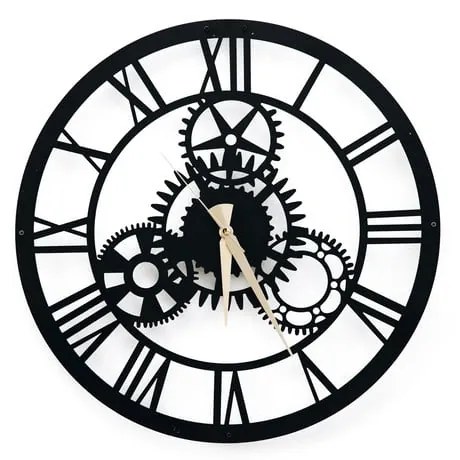 Černé nástěnné hodiny Davin Clock, ⌀ 48 cm
