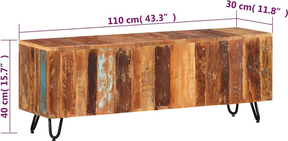 TV skříňka 110 x 30 x 40 cm masivní recyklované dřevo 337842
