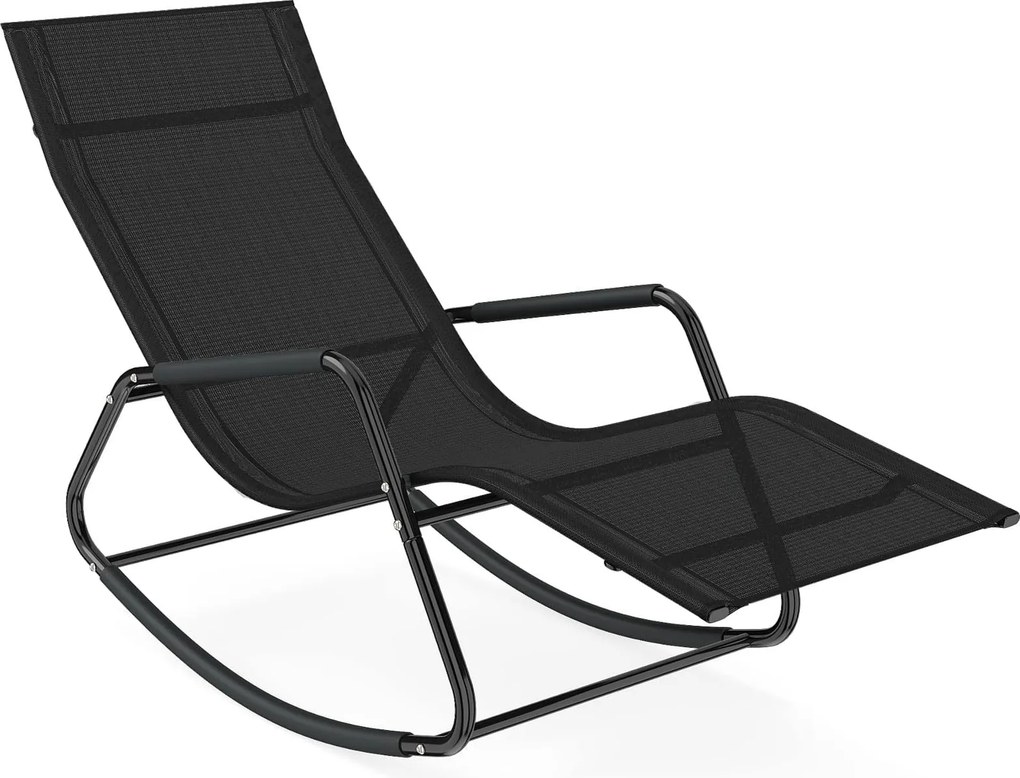Costway Zahradní lehátko odolné proti povětrnostním vlivům ergonomické – černý