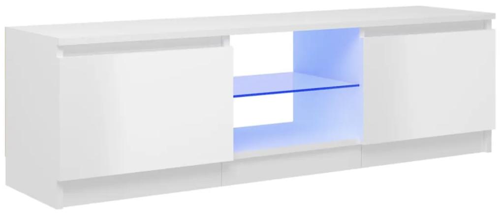 vidaXL TV skříňka s LED osvětlením bílá vysoký lesk 120x30x35,5cm