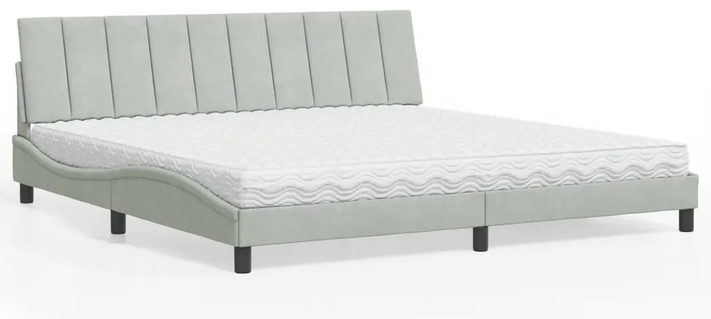 Postel s matrací Hanko světle šedá 200 x 200 cm samet 3208616