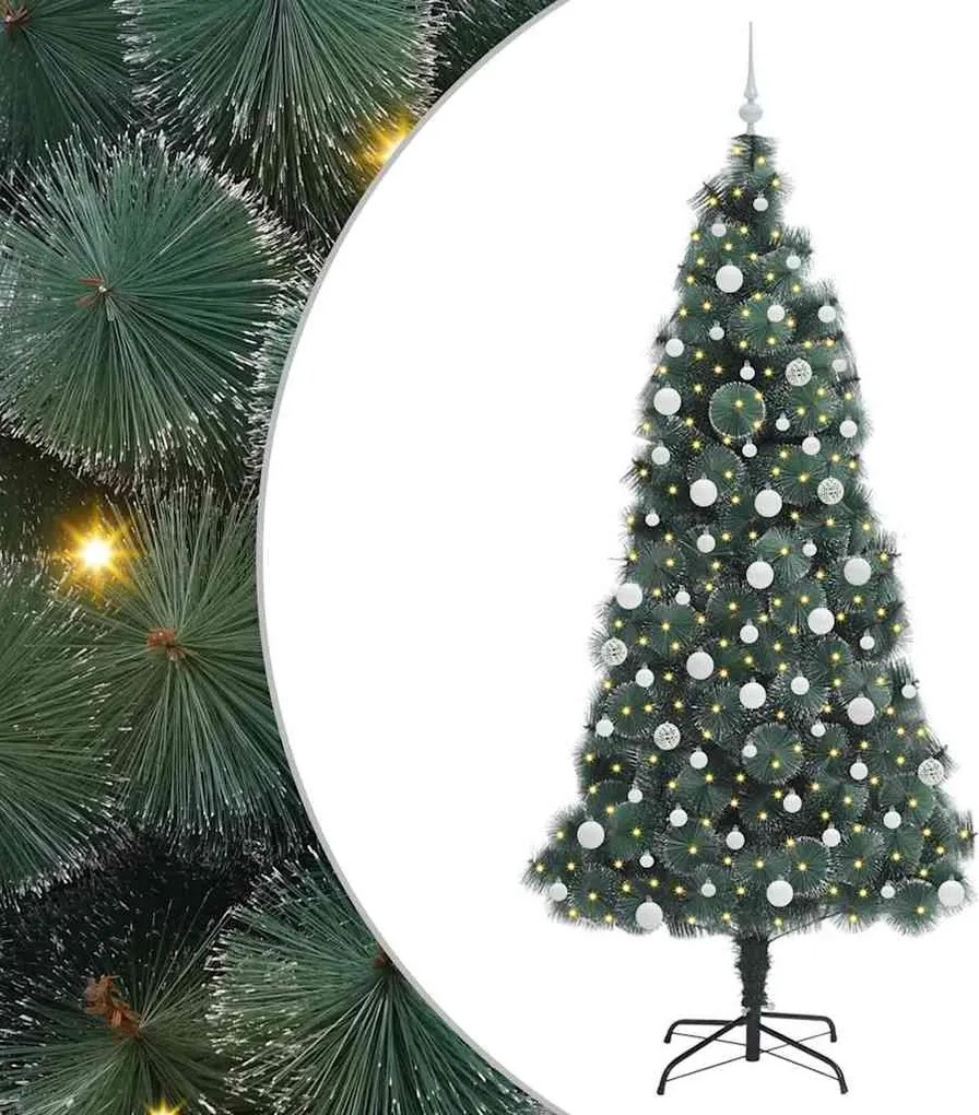 Umělý předem osvětlený vánoční stromeček se sadou koulí Zelená 3396181