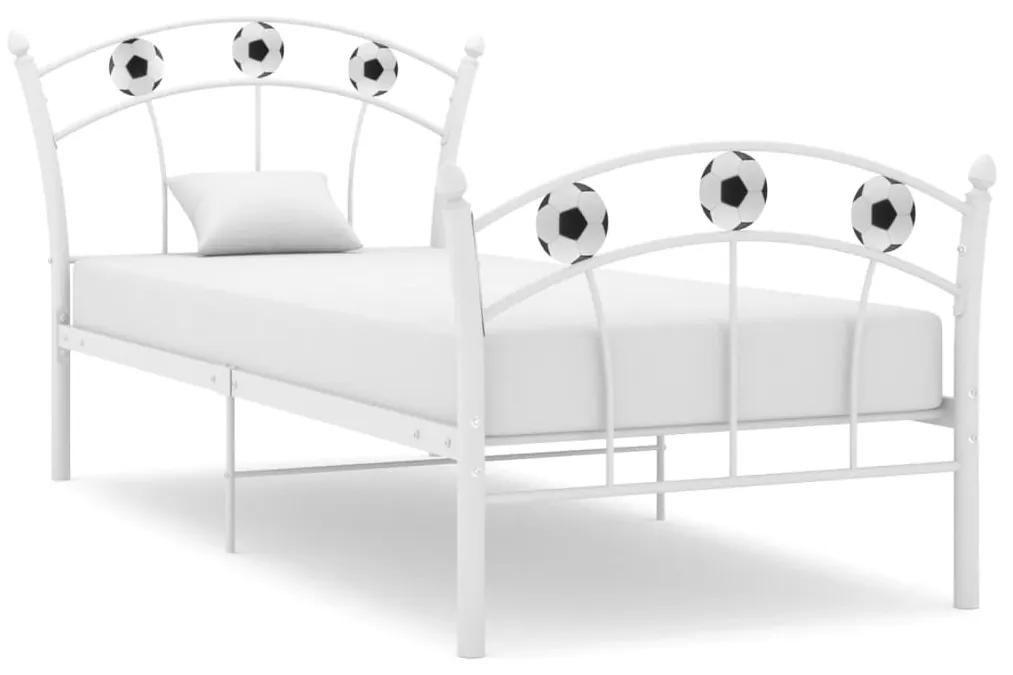 324745 vidaXL Rám postele s fotbalovým motivem bílý kov 90 x 200 cm
