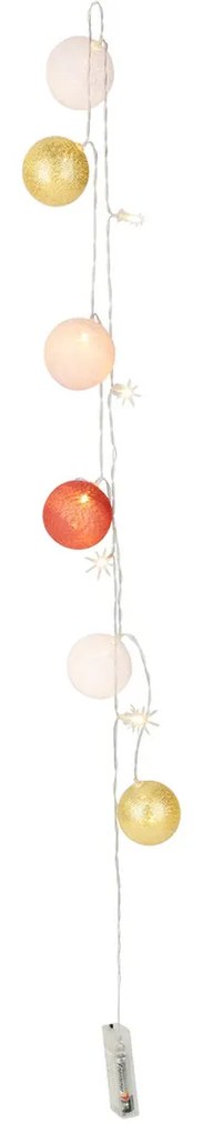 Ostaria Girlanda s 10 LED koulemi malinová růžová bílá zlatá