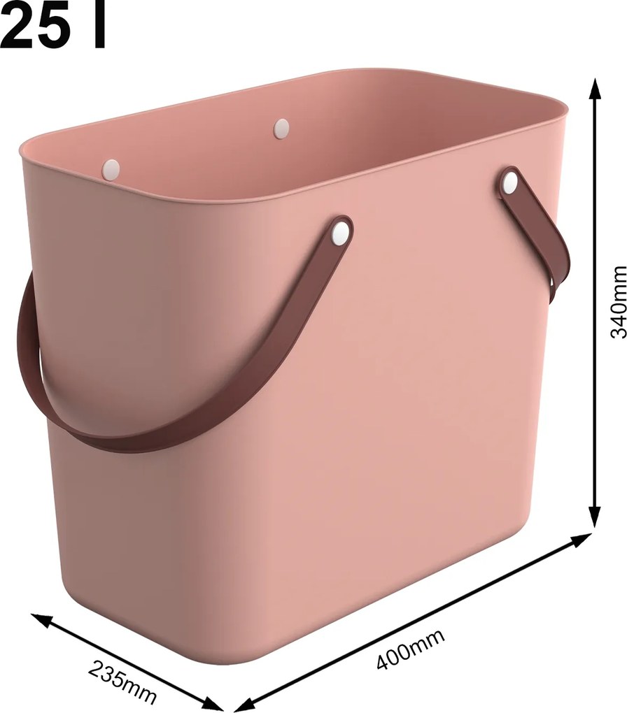 Rotho Nákupní taška, kabelka, plastová MULTIBAG dl. uši, starorůžová, 25l