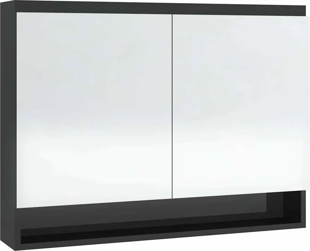 Koupelnová skříňka se zrcadlem 80 x 15 x 60 cm MDF zářivě černá 331531