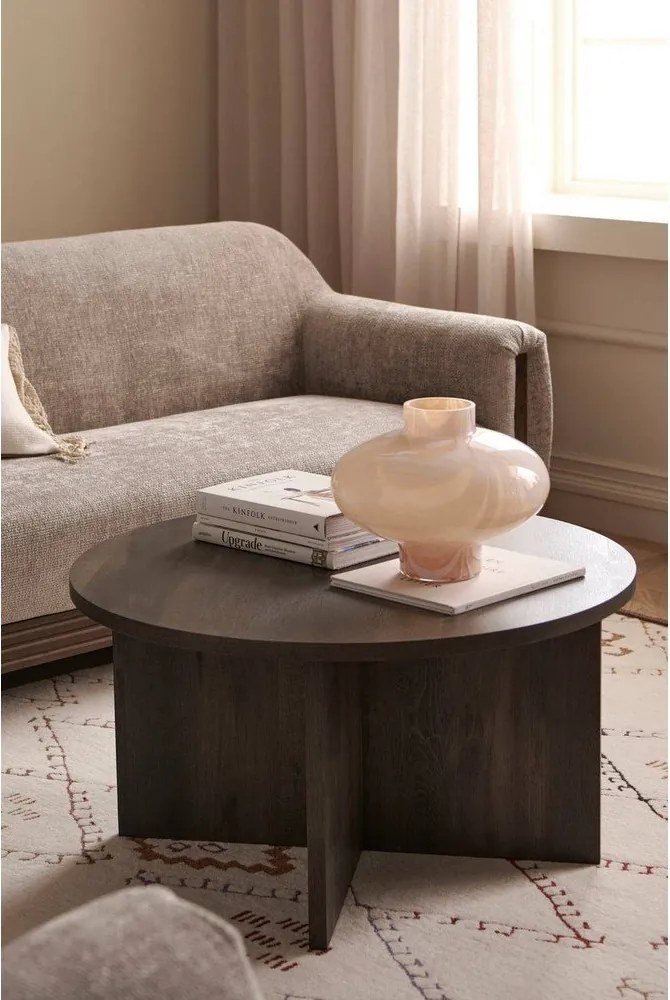 Hnědý kulatý konferenční stolek z MDF ø 85 cm Poppy – Ellos Home
