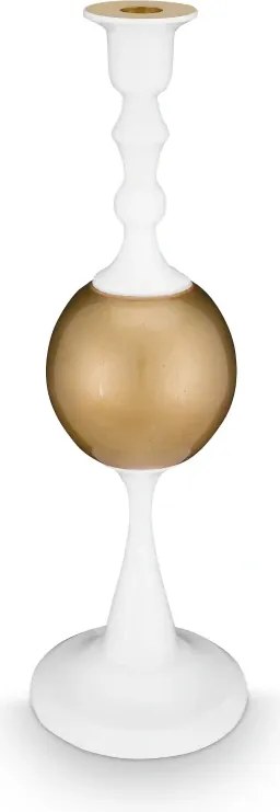 Pip Studio kovový svícen velký, bílo-zlatý (Kovový svícen 37 cm)