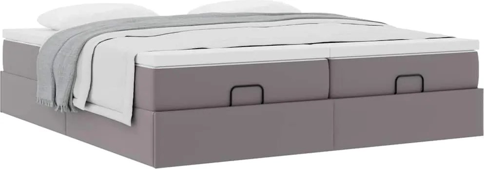 Osmanský rám postele s matrací šedá 160x200cm umělá kůže 3311222