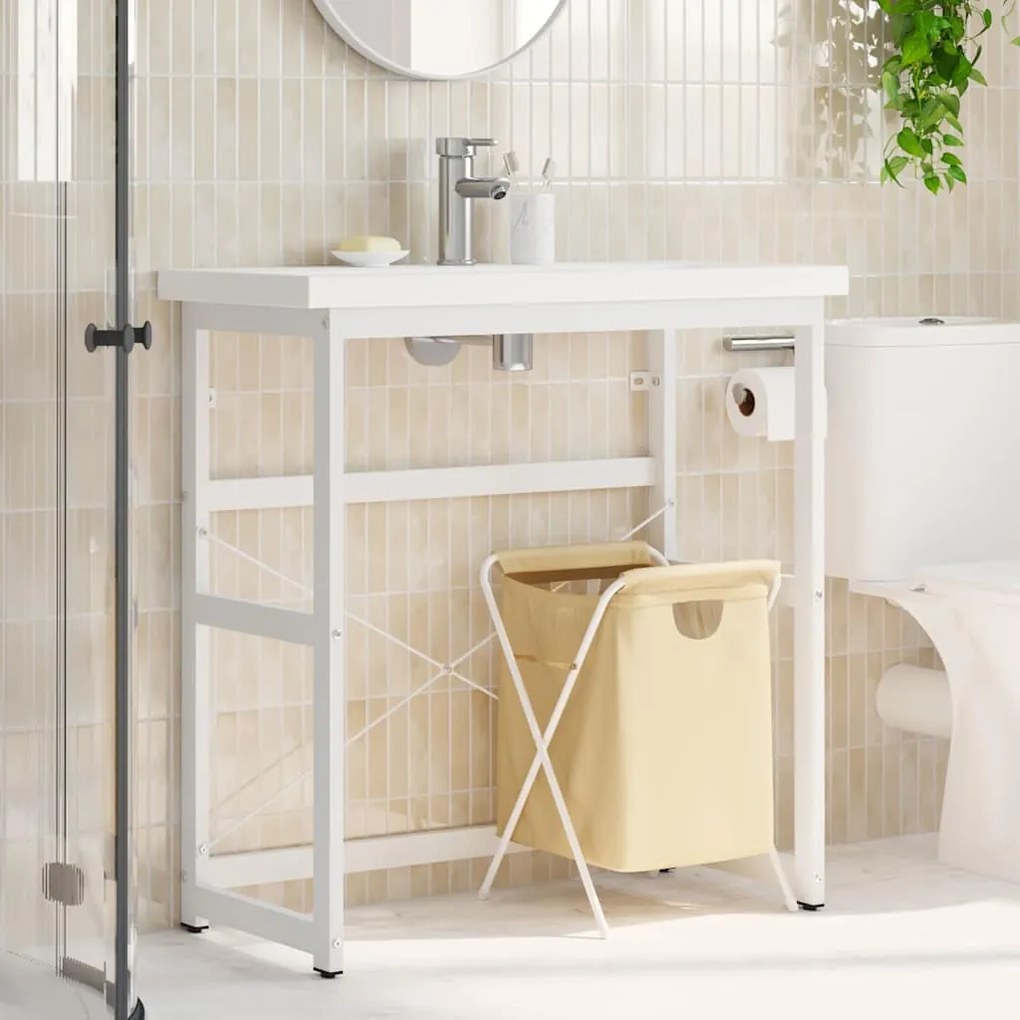 Koupelnový regál pod umyvadlo bílý 79 x 38 x 83 cm železo 338498