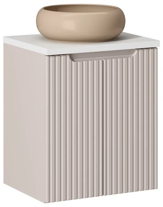 Závěsná skříňka Nova Cashmere Wiki I s deskou a umyvadlem 50 cm kašmírová/bílá