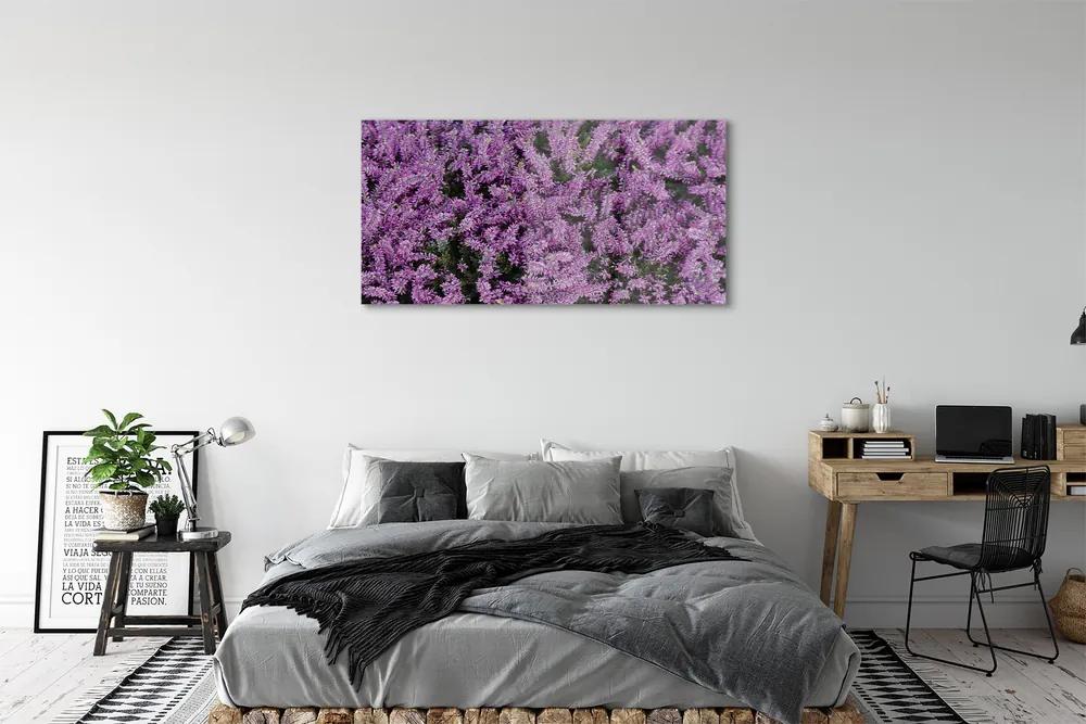 akrylový obraz fialové květy 125x50 cm