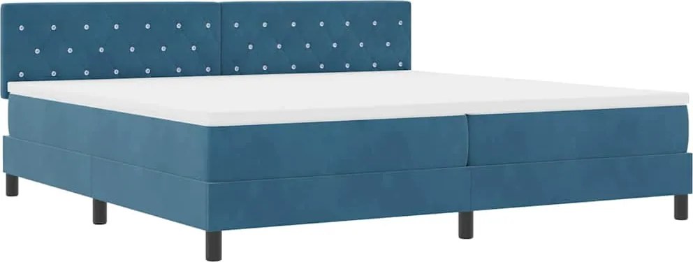 Postel s boxspringem s matrací Tmavě modrá 200 x 200 cm samet 3339132