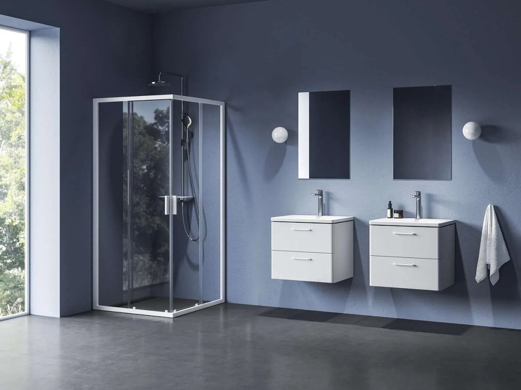 Ravak Blix II - Sprchový kout NBLRV2, 90x90 cm, matná bílá/čiré sklo 1LM70E00Z1