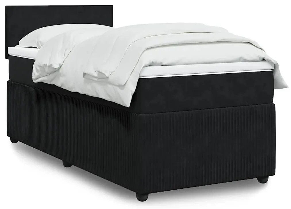 Box spring postel s matrací černá 90x190 cm samet 3289910