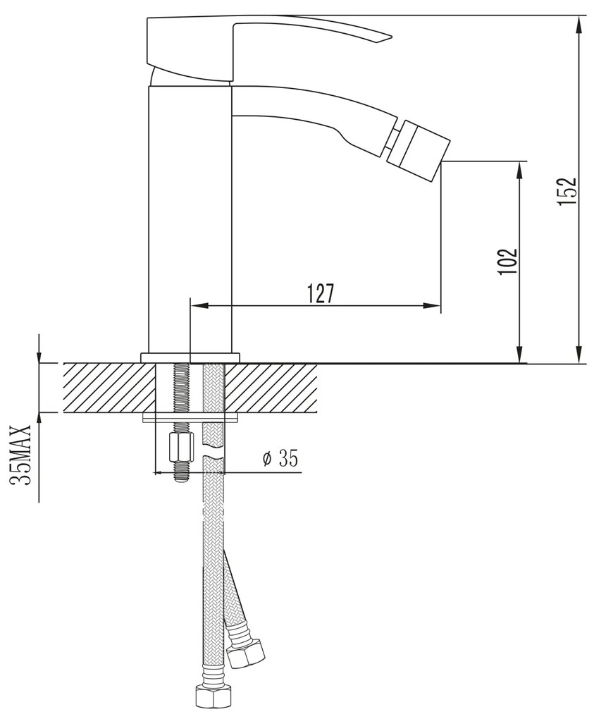 Sapho, GINKO 35 stojánková bidetová baterie bez výpusti, černá matná, 1101-03B