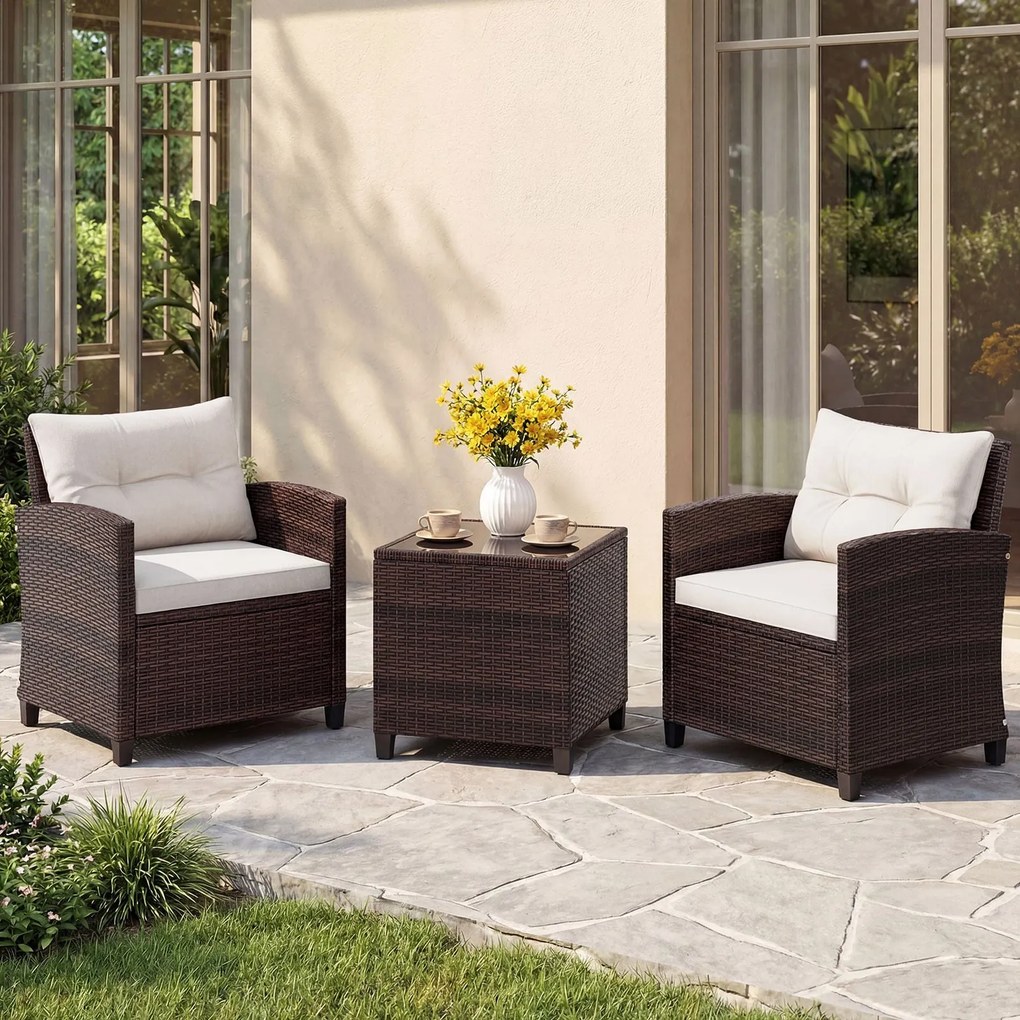 Costway 3-dílný. Polyratanový salonek Gartenmöbel Rattan Sitzgruppe mit