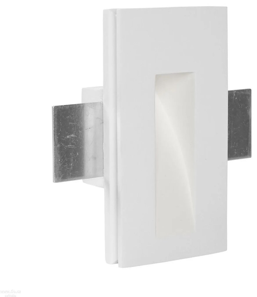 Linea Light 60920N70 Gypsum_WF, obdélníkové zapuštěné svítidlo do stěny ze sádry, 2W LED 4000K, 13x7cm