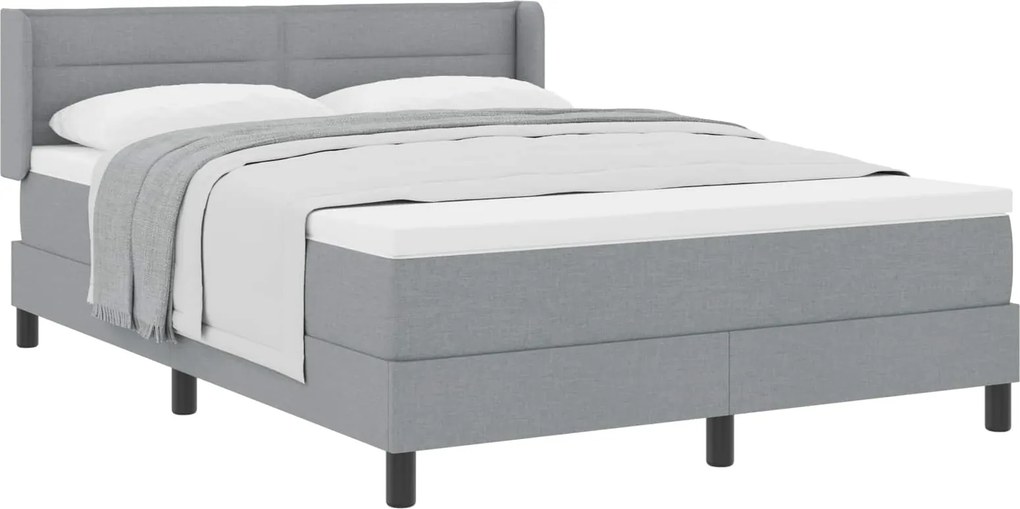 Postel s boxspringem s čelo Světle šedá 200 x 140 cm textil 3341041