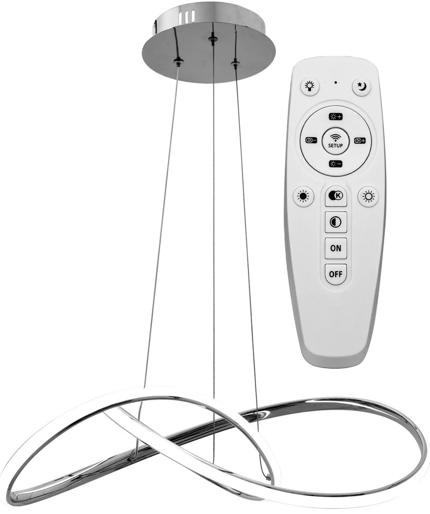 Toolight - LED stropní svítidlo + dálkový ovladač APP393-CP, chromová, OSW-06909