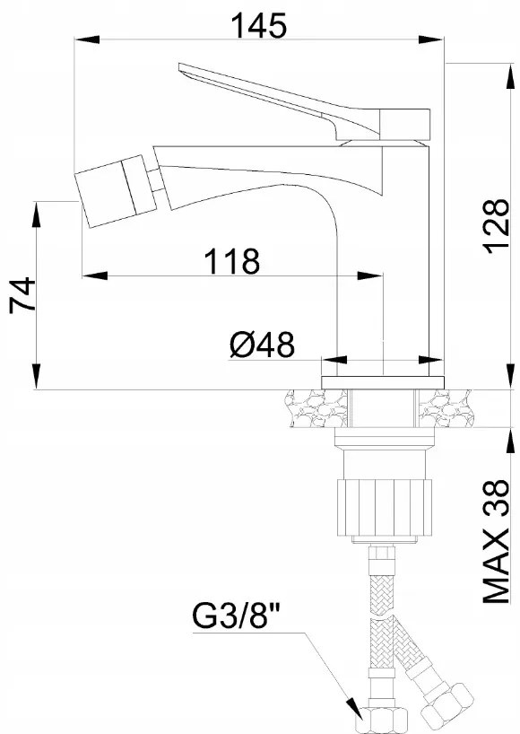 Invena Alonia, bidetová baterie h-128, zlatá matná, INV-BB-70-009-V