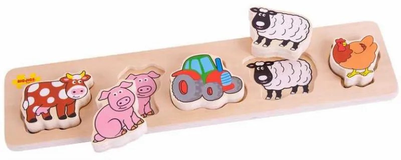 Bigjigs Baby Dřevěné vkládací puzzle farma