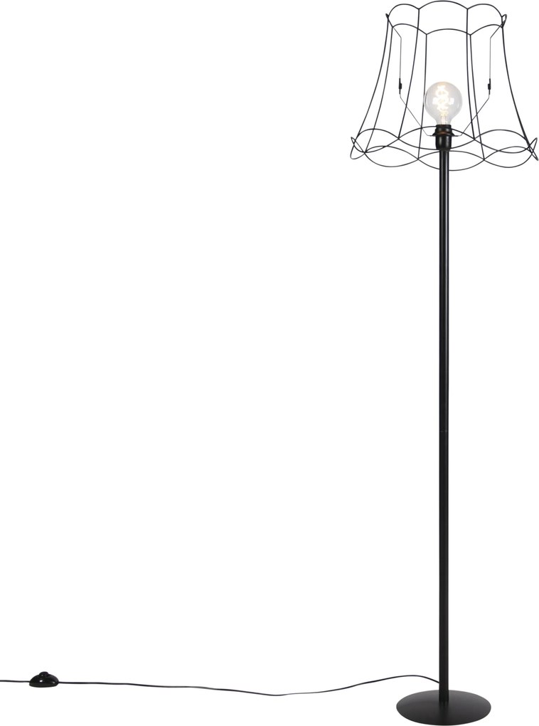 Stojací lampa černá s stínítkem Granny Frame černým 45 cm - Simplo