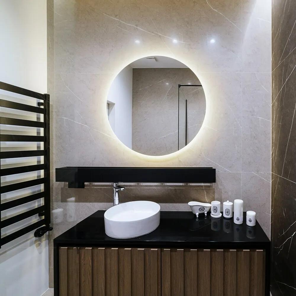 Kulaté zrcadlo do koupelny s osvětlením fi 50 cm