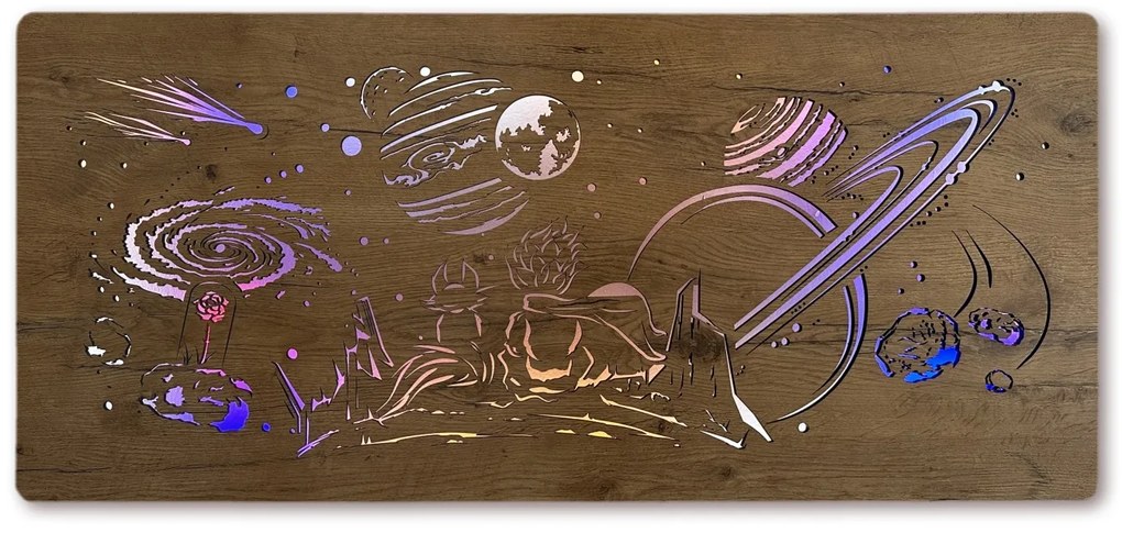 Li-Go "Malý  princ" světelný obraz s baterií 110x50cm varianta: ovládání na obraze bez dálkového ovladače, provedení: dub světlý