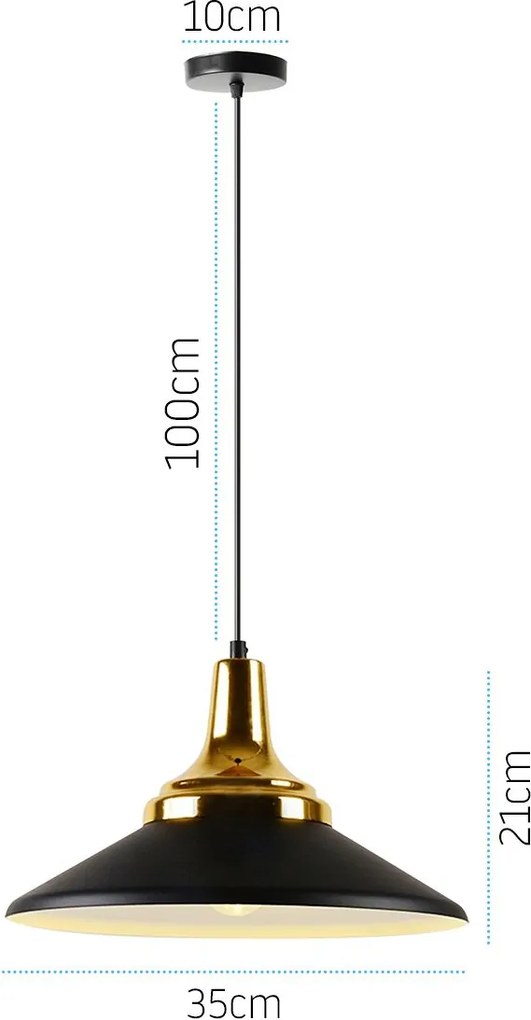 Toolight Toolight, závěsné kovové stropní svítidlo 1xE27 APP292-1CP, černá matná-zlatá, OSW-00863