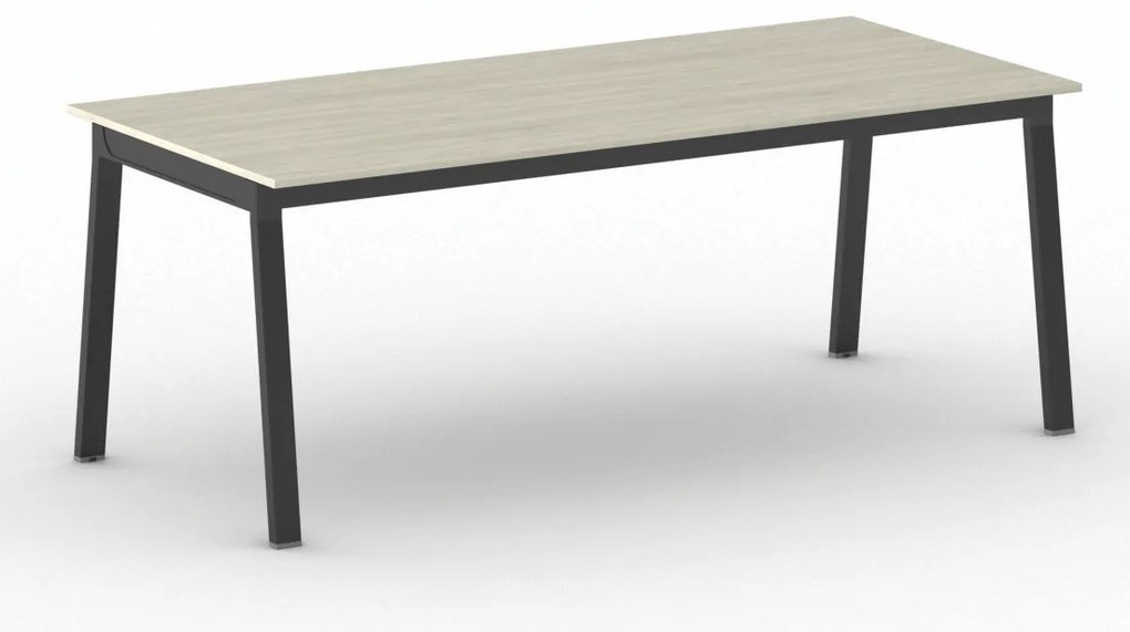 Jednací kancelářský stůl PRIMO BASIC, 200x90 cm, černá podnož, dub přírodní