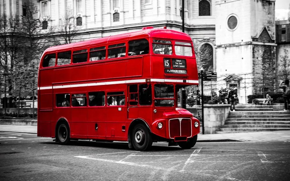 Vícedílný obraz Dvoupatrový Autobus V Londýně Nedostatek Nedostatek Přírodní plátno 240x150