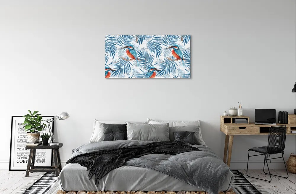 Obrazy na plátně Malované pták na větvi 125x50 cm